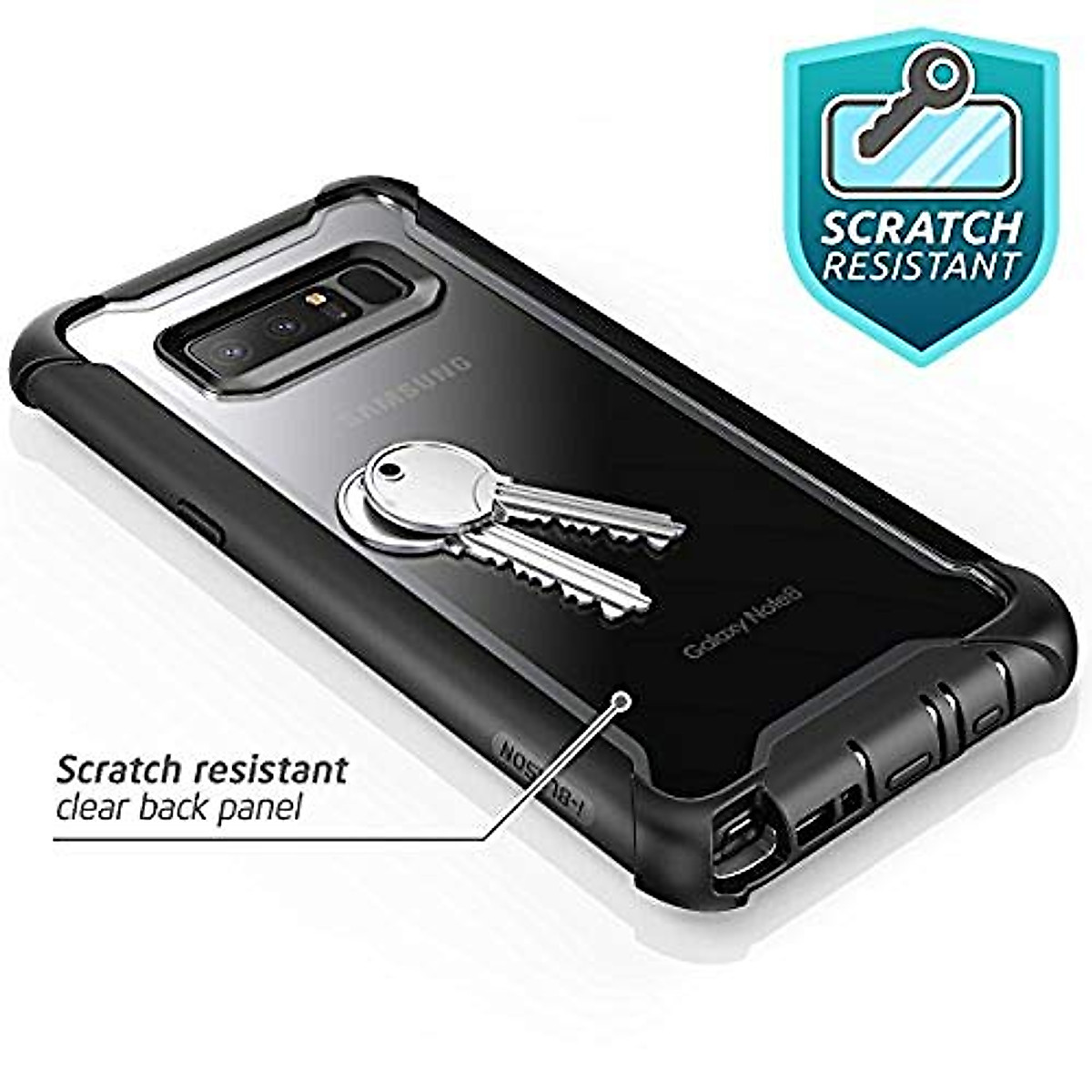 i-Blason Case for Galaxy Note 8 2017 Release, Ares Series Full-body Rugged Clear Bumper Case with Built-in Screen Protector (Black)