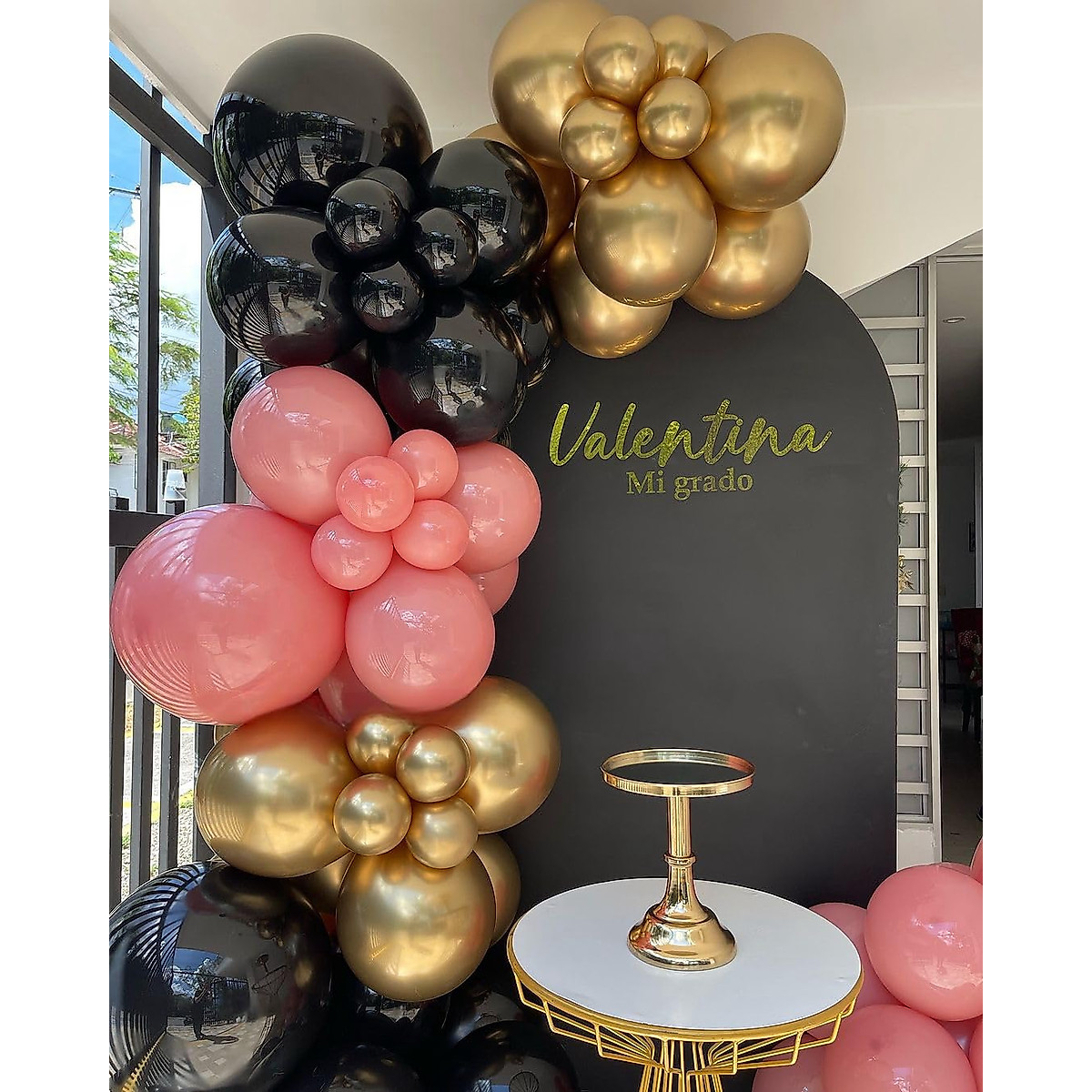 Black Pink Balloon Garlands Kit Arch Gold For Bridal Baby Shower Party Decoration Clear Girl Women Princess Birthdy Metallic Chorme Retro