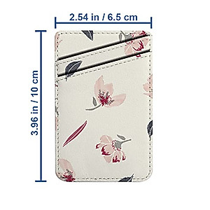 Diascia Pack of 2 - Cellphone Stick on Leather Cardholder ( Beautiful Pastel Embroidery Flowers Pattern Pattern ) ID Credit Card Pouch Wallet Pocket Sleeve