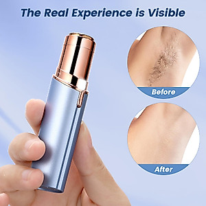 Facial Hair Removal for Women, Mini Hair Remover, Electric Razor Shaver Portable Bikini Epilator for Lips, Chin, Armpit, Peach Fuzz, Fingers, Neck, Cheek and USB Rechargeable (Blue)