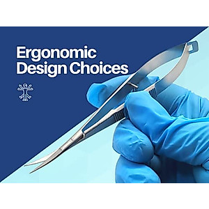 Micro Scissors 4.5" curved Castroviejo stitch cutting embroidery spring action extra sharp Squeeze scissors for ENT eye skin dental veterinary surgeon by Artman Instruments