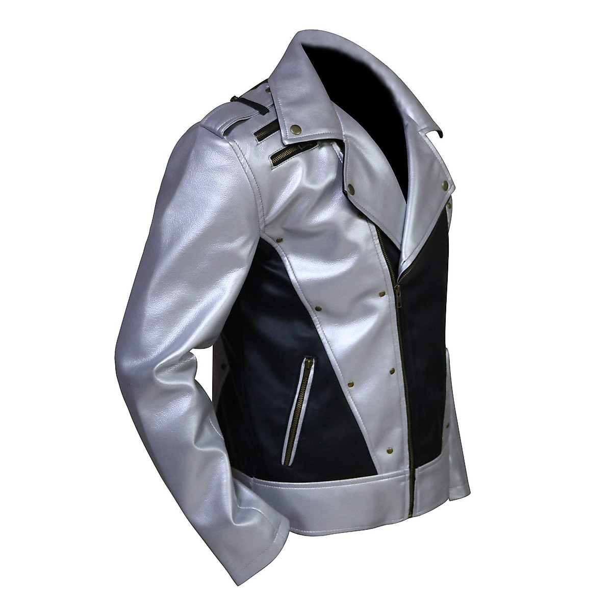 X-Men 4 Quicksilver Peter Maximoff Silver and Black Leather Jacket.