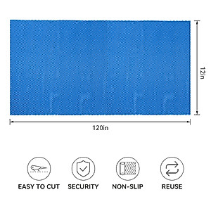 RAY STAR 12*48 inch Wire Shelf Liner for Kitchen Cabinets, Non-Adhesive Refrigerator Liners Washable, Vinyl Drawer Liner Non-Slip Bathroom Cabinet Liner Blue