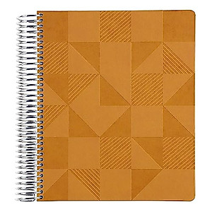 Erin Condren 7" x 9" Platinum Coiled Focused Teacher Lesson Planner (July 2023 - June 2024) - Mustard Mosaic Vegan Leather Cover - 80 Lb. Thick Mohawk Paper, 12 Month Calendar