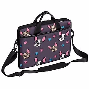 Dog Footprints Laptop Computer Bag Waterproof Shoulder Messenger Bag 13-15 inch Durable Laptop Tote Bag with Shoulder Strap Handle Lightweight Crossbody Briefcase