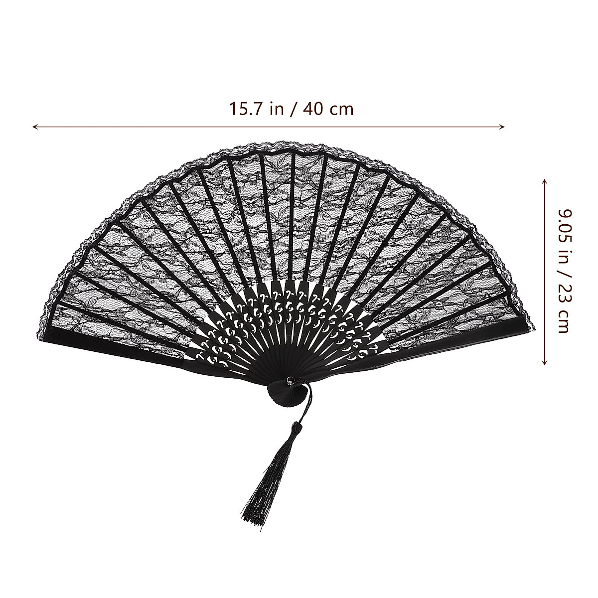 OULII Hand Fan Paper Fans Wedding Fans for Party Favor Fancy Dress (Black)