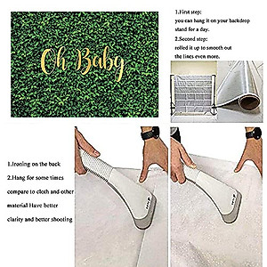 Cenven Oh Baby Green Leaves Wall Backdrop Green Grass Baby Shower Photography Background Baby Newborn Announce Pregnancy Birthday Party Decorations Supplies Photo Studio Props 7x5FT