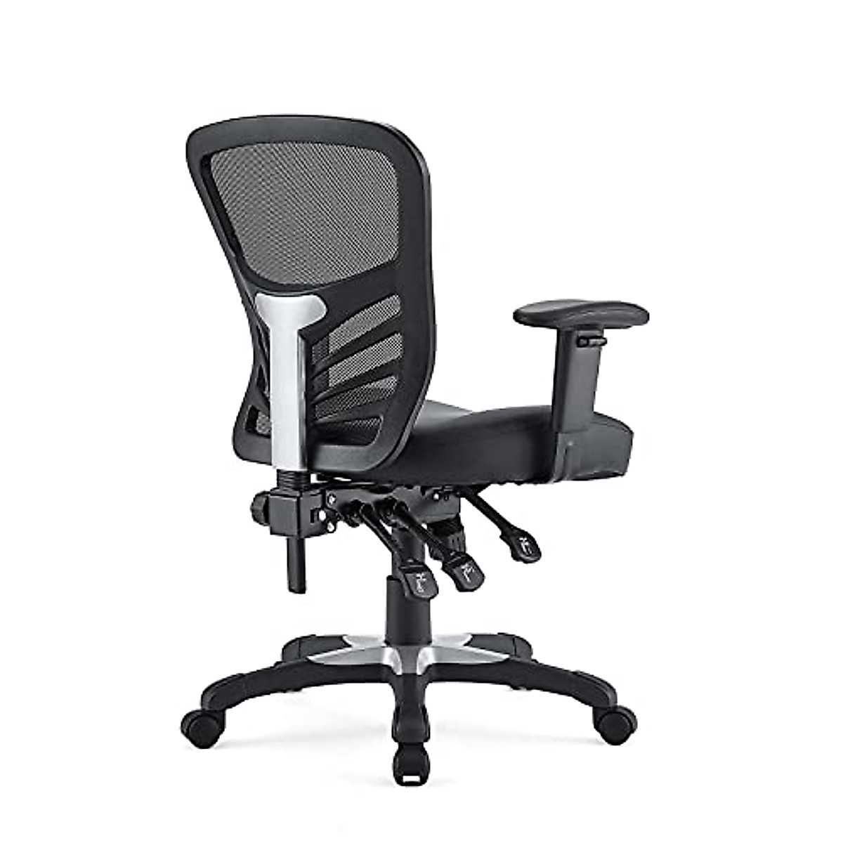 Modway Articulate Mesh Office Chair with Fully Adjustable Vegan Leather Seat In Black