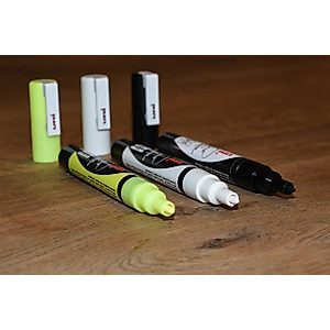 Uni TS-140135 PWE-5M Bullet Tip Chalk Marker, Medium, Line Width 1.8mm - 2.5mm, White, Pack of 4