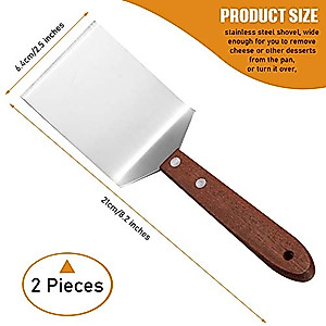 2 Pieces Small Brownie Cookie Spatula Metal Stainless Steel Spatula with Wooden Handle Heavy Duty Spatula for Kitchen Cooking Chef Baking Scraper Turner, 2.5 x 8.2 Inch1