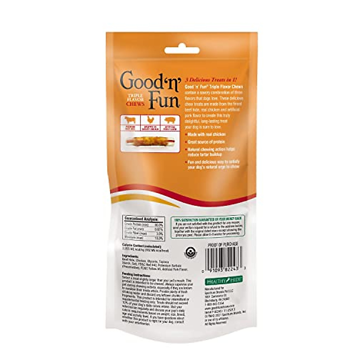 Good 'N' Fun Do Treats, Triple Flavor 7" Rolls, 2 Pack