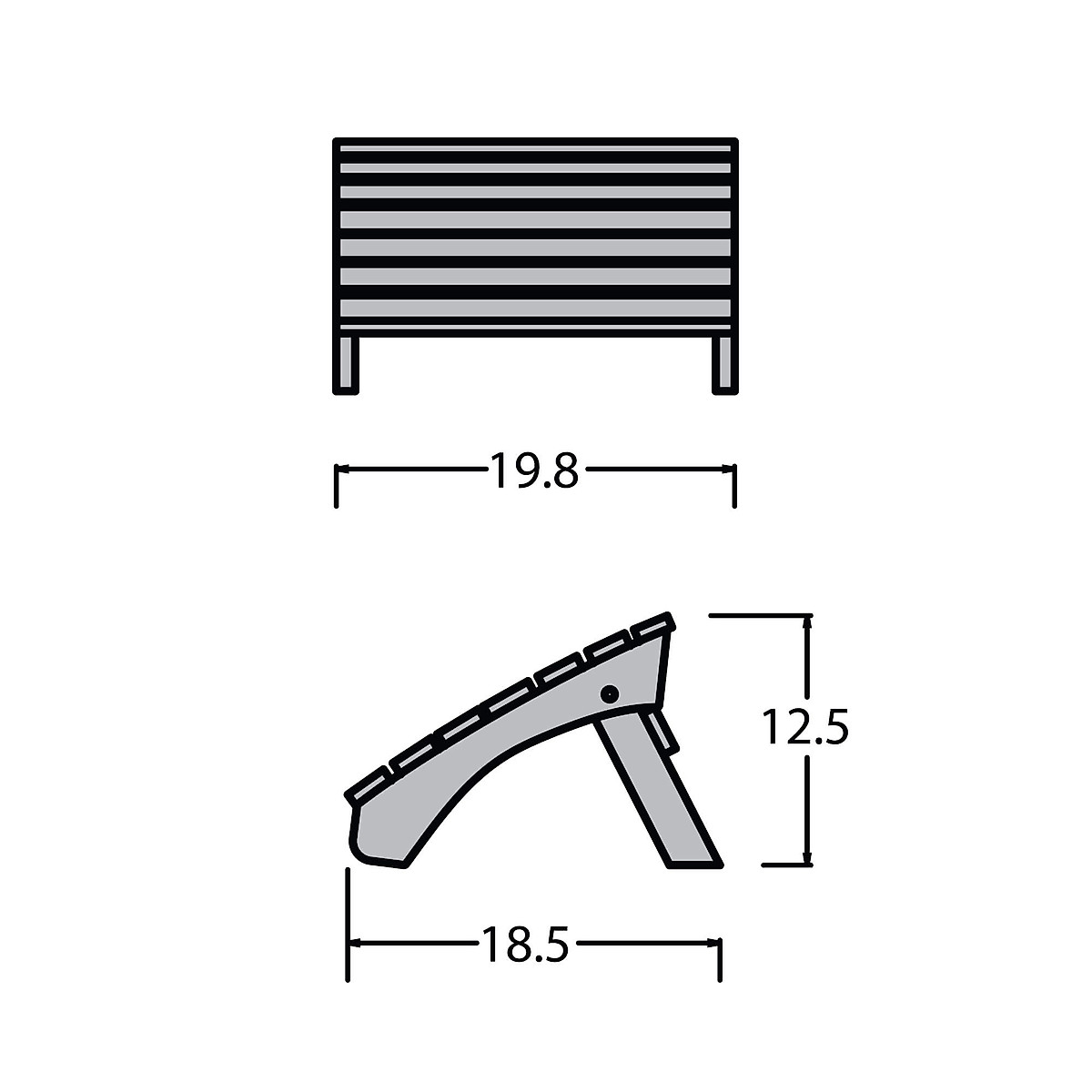highwood AD-OTL1-BKE Adirondack Folding Ottoman, Black 19W x 20D x 13H in.