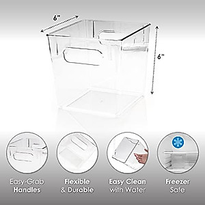 Brookstone BKH6252 [3 Pack] Clear Plastic Storage Bins, Closet and Accessories Organizer, Kitchen/Pantry/Refrigerator & Freezer Food Container, Under Sink Cleaning Supplies Basket [BPA Free], Acrylic