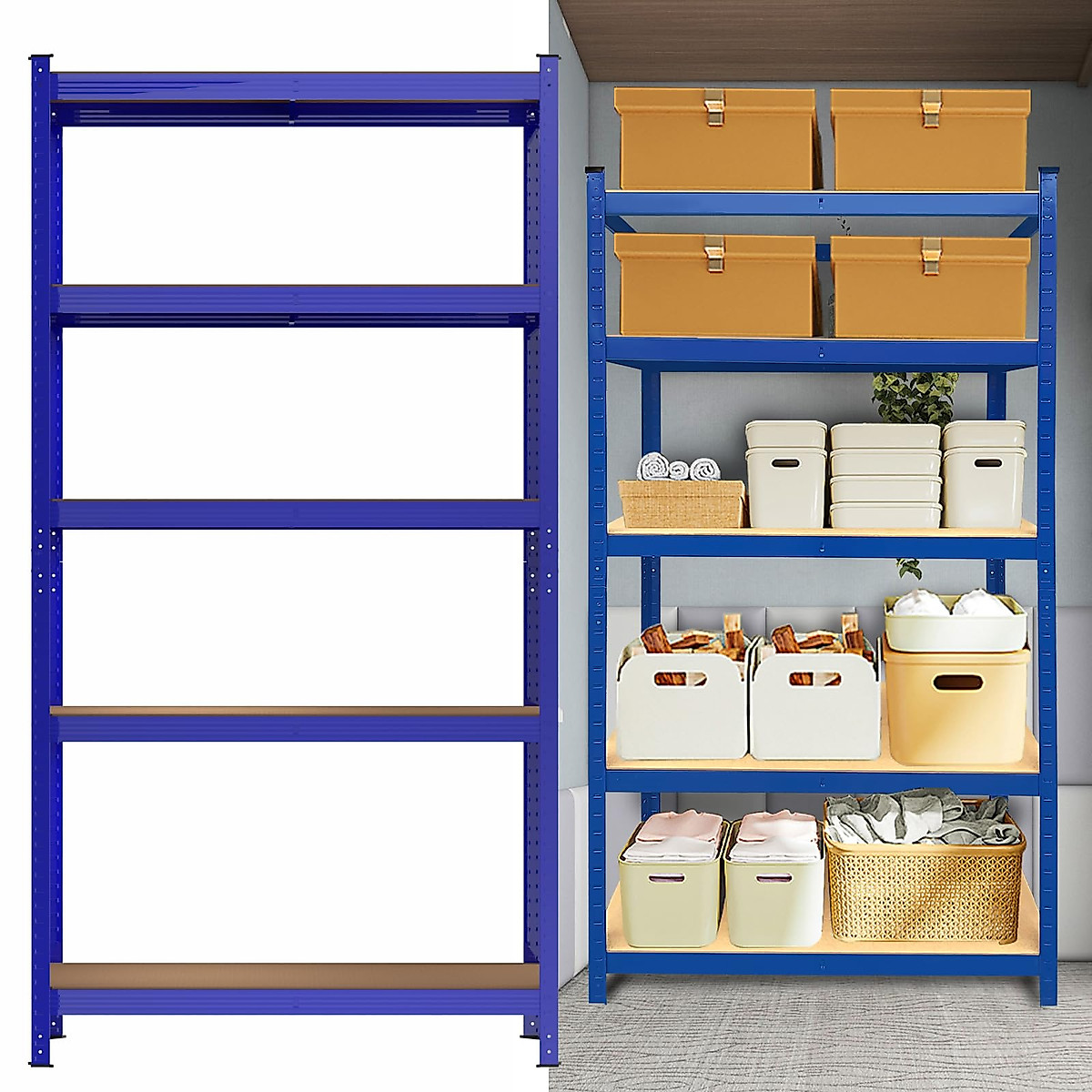 Yiyai Garage Shelving Heavy Duty Storage Shelves - 59" High 27.6" Wide 12" Deep Metal Shelf Unit - 5-Tier Garage Utility Shelf Rack for Pantry Warehouse Basement, Boltless Assembly, Load 1930 LBS