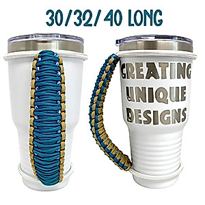 Creating Unique Designs Handmade Elastic Tumbler Handles 20 30 32 40 oz (Handle Only) (Teal lakeside gold white)