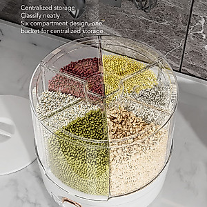 Rice Grain Storage Container, 360 Rotating Grain Storage, Clear Food Dispenser with Drainage Cup, Large Capacity Dry Food Storage Bin, Cereal Dispenser with Measuring Cylinder for Kitchen(Small Size)