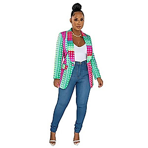 Women Fall Outwear Blazer Tops Open Front Comfort Knit Lapel Polka Dot Winter Coat for Performance Sport Jacket Suit 2XL