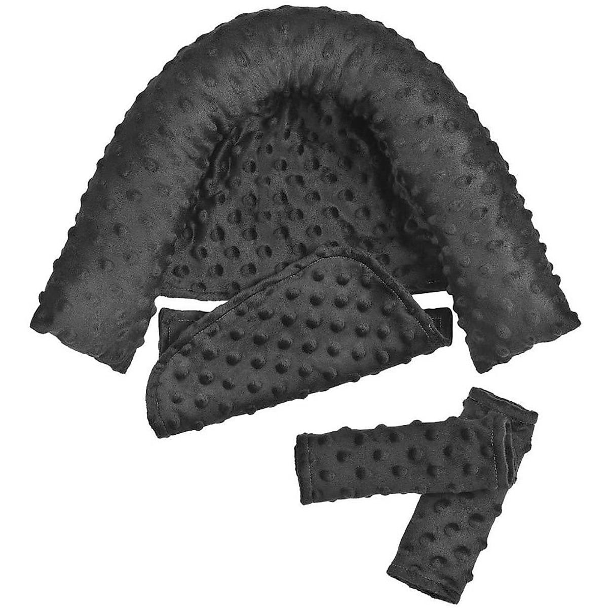 LANBAILU Baby Head Support and Strap Covers for Car Seats Strollers Infant Head Support Pillow (Black)