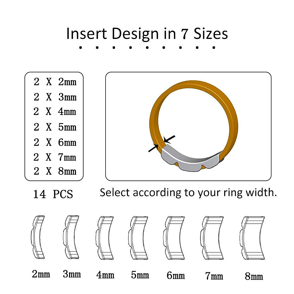 Coopache Ring Size Adjuster for Loose Rings - 2 Styles, 13 Sizes - Jewelry Sizer, Mandrel for Making Jewelry Guard, Spacer, Sizer, Fitter - Spiral Silicone Tightener Set