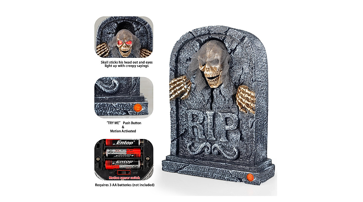 Motion Activated Zombie Tombstone for Halloween Fun
