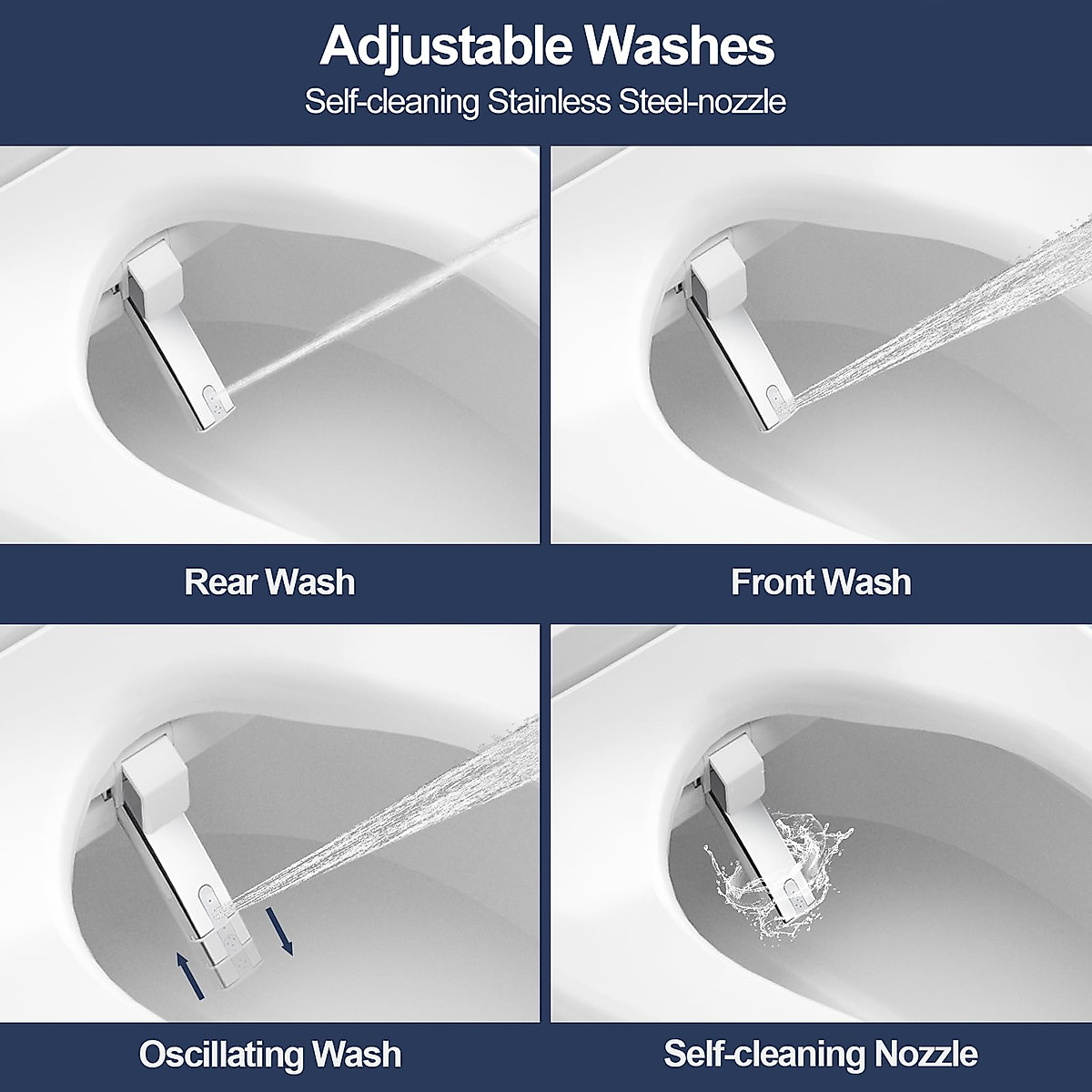 ZMJH 236D Bidet Toilet Seat, Round Smart Unlimited Warm Water, Vortex Wash, Electronic Heated, Warm Air Dryer, Rear and Front Wash, LED Light, Need Electricity, White (Round)