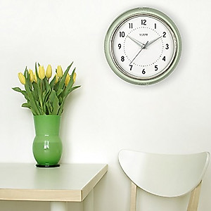 La Crosse Clock 9.5-inch Retro Diner Pistachio Green Quartz Wall Clock - 404-3024PH