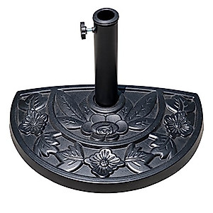 Sundale Outdoor Half Round Resin Umbrella Base for Half Patio Umbrella, Black