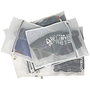 4 Pack - HUJI Micro Mesh Laundry Bags Lingerie Bra Underwear with Secure Zipper Great For Washing Face Masks (2 Medium & 2 Large)