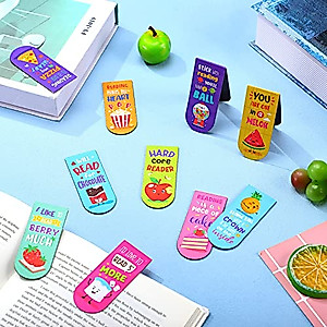 30 Pieces Assorted Scented Magnetic Bookmarks Scratch and Sniff Fruit Food Theme Bookmarks Encouraging Sayings Bookmarks Cute Bookmarks for Kids, Students, Teens, 10 Styles (Classic)