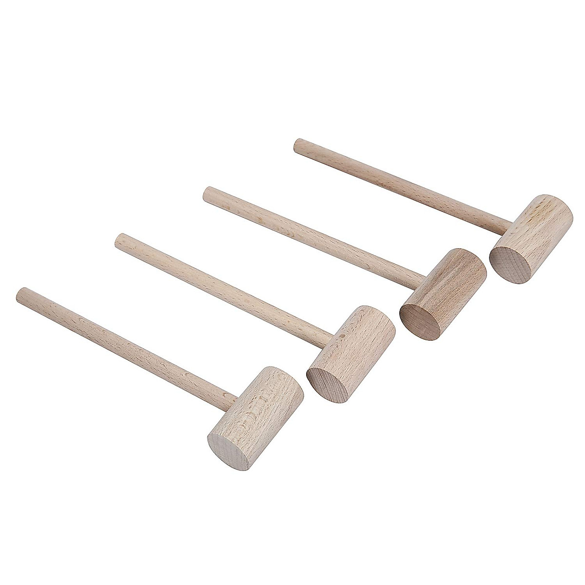Wooden Crab Mallets Lobster Hammers Seafood Crackers, Beechwood, Set of 4