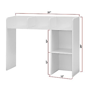 Classic Dorm Desk Bookshelf - White