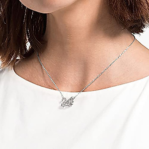 SWAROVSKI Swan Pendant Necklace, Iconic Swan Pendant with Clear Crystals on a Rhodium Finish Setting, Part of the Swan Collection
