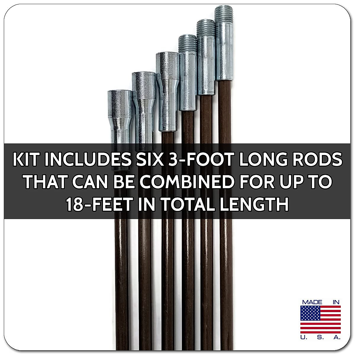 Midwest Hearth 8-Inch Square Wire Chimney Brush and 18-Foot Fiberglass Chimney Rod Bundle Kit