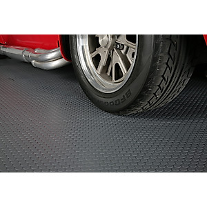 G-Floor Seamless Sheet Vinyl Shed Flooring Cover with Bonded Fibrous Backing - Small Coin Pattern (8' x 8', Slate Grey)