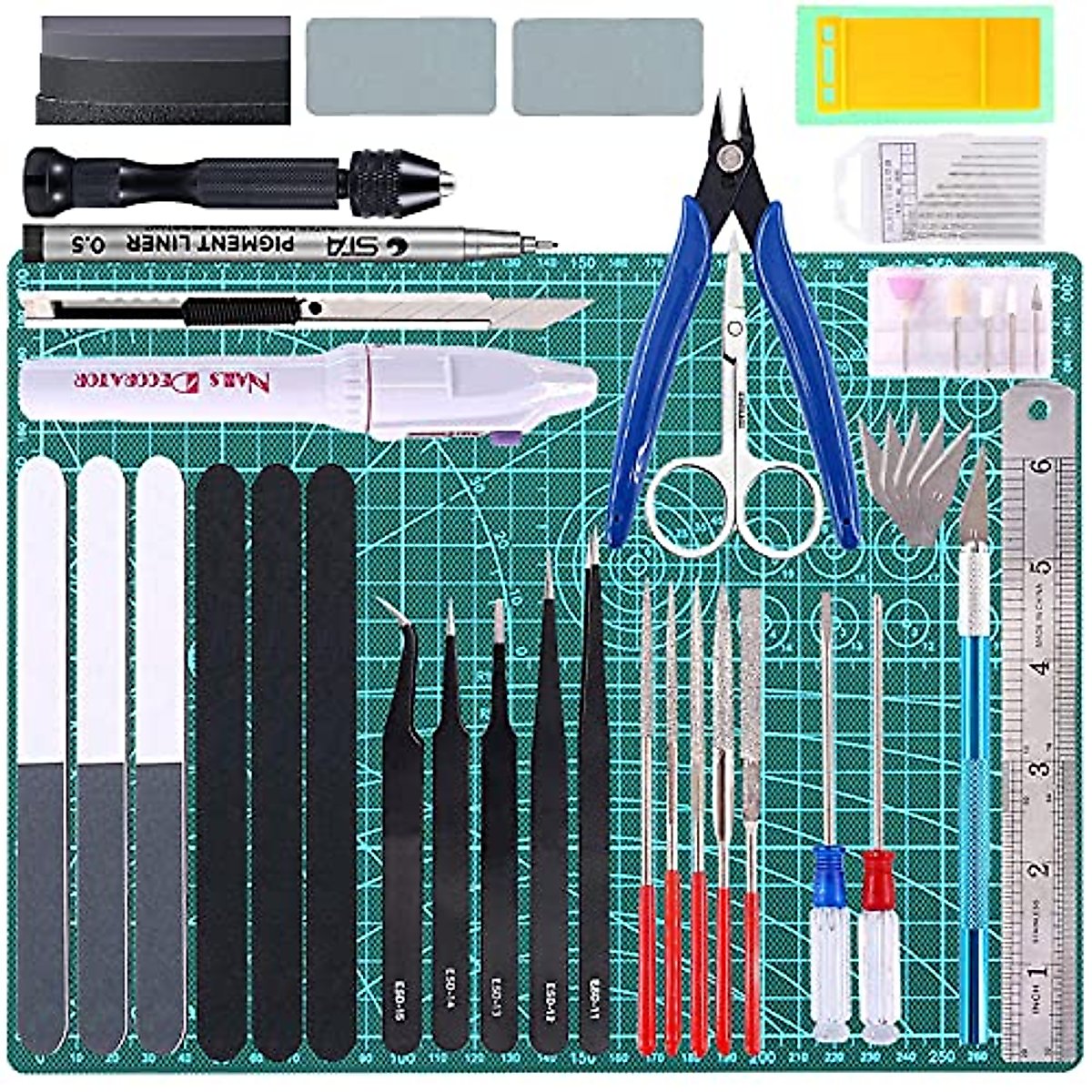 55Pcs Gundam Model Kits Tools Gunpla Tool Kit Gundam Moddeler Tool Set Bandai Tools for Basic Hobby Model Car Aircraft Ship Building Assemblng Making Modeling