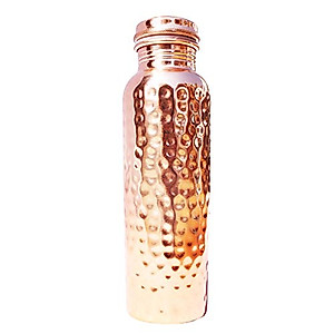 PRURA Pure Printed Copper Water Bottle - Leak Proof Ayurvedic Drinkware Copper Vessel for Sports, Gym, Outdoors, Yoga, Health Benefits (30 oz)