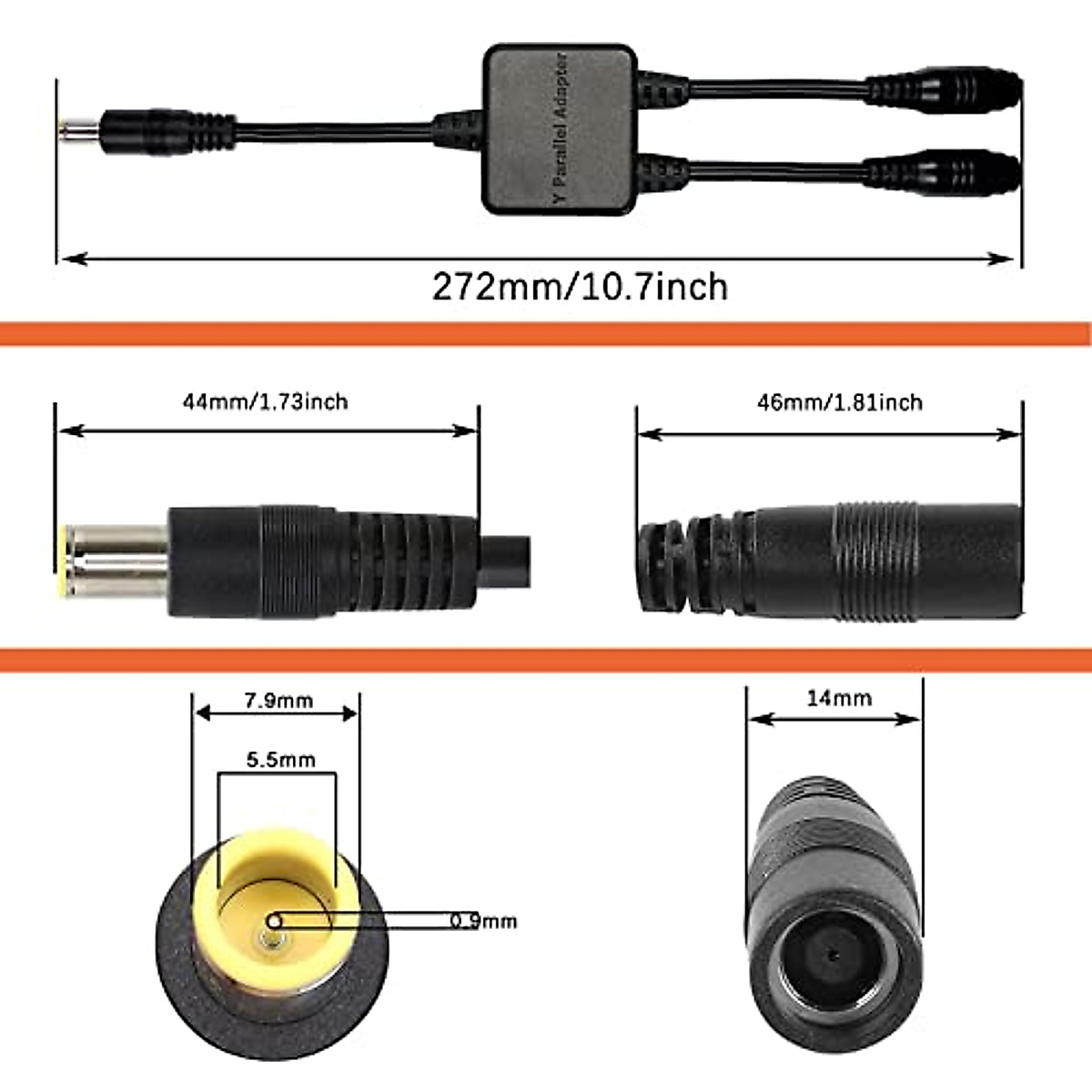 KarlKers 8mm Parallel Adapter Cable, 8mm Solar Combiner Cable, 8mm Y Branch Parallel Adapter Cable for Solar Panel Reverse Current Protection Charge Solar Generator Compatible with Jackery