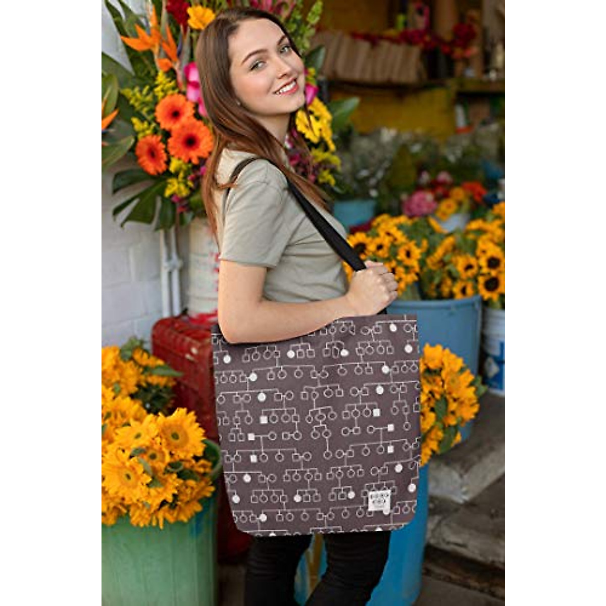 Family Tree Tote Bag - 15x15 inch Pedigree Purse for Genetics and Science Lovers, Girls in STEM