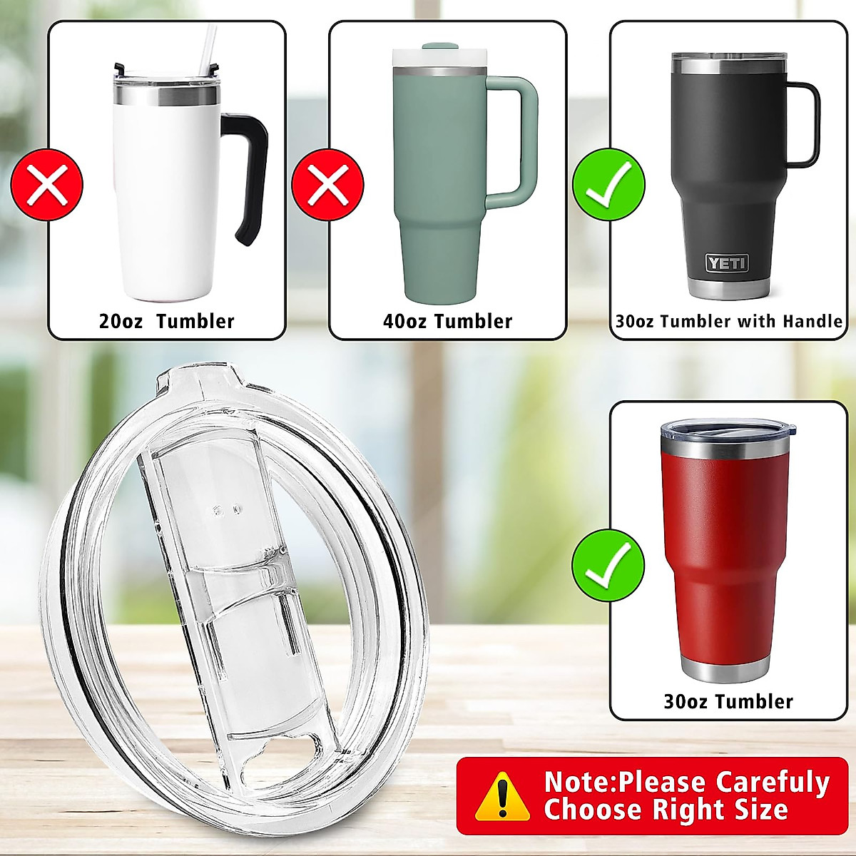 Amgkonp 4PACK Tumbler Replacement Lids 30oz,Spill proof Tumbler Lids for YETI Rambler,Old Style RTIC,SUNWILL and CIVAGO Coffee Tumble,BPA free