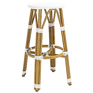 SAFAVIEH PAT4018C Outdoor Collection Kelsey White 30-inch Bar Stool