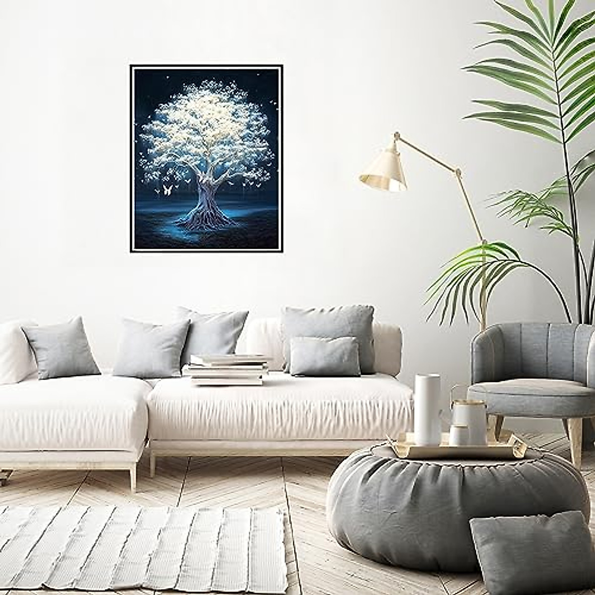 FemGe 5D Diamond Painting Kits for Adults Silvery Tree of Life Diamond Art Kits Beginners DIY Gem Art Craft Kits for Home Wall Decor Gifts 16x20inch