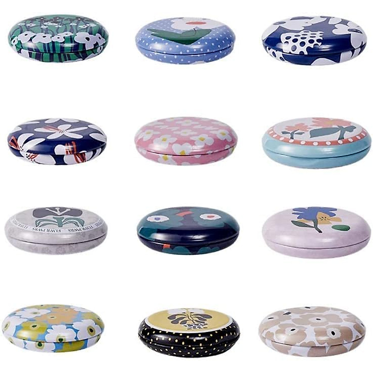 Rarapop 12 Pack Round Empty Tins Box Candle Jars, Small Travel Tin Cans, 1Oz Refillable Container Bottle Clip Tin for Candle, Lip Balm, Salve, Eye Shadow, Powder