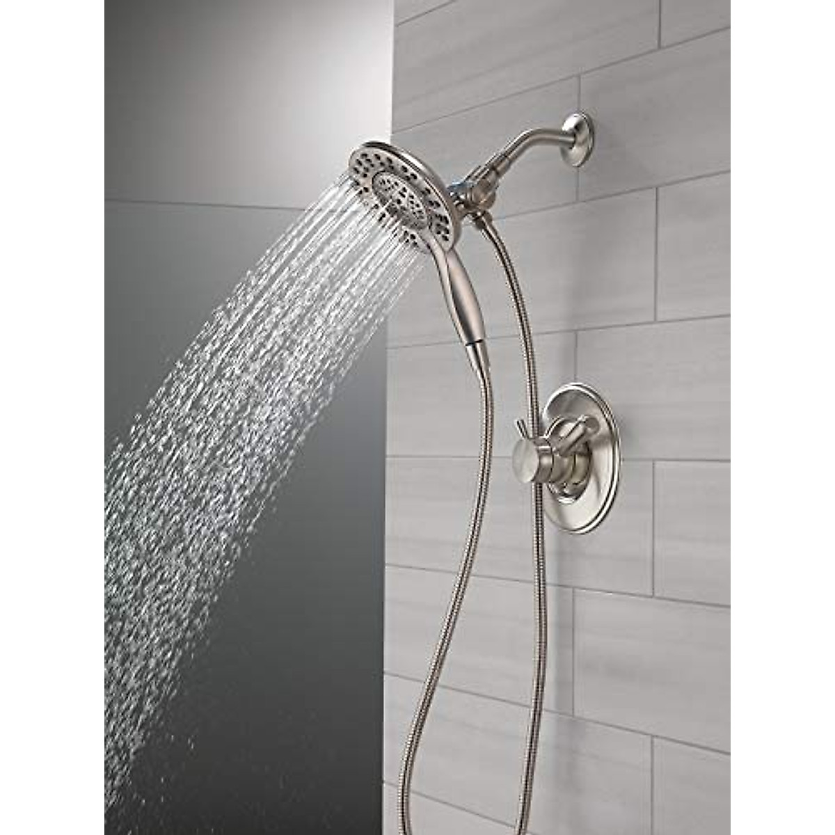 Delta Faucet Linden 17 Series Dual-Function Shower Faucet, Shower Trim Kit with 4-Spray In2ition 2-in-1 Dual Hand Held Shower Head with Hose, Stainless T17293-SS-I (Valve Not Included)