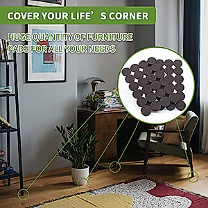 Felt Furniture Pads for Hardwood Floors 48 PCS, Furniture Pads, Floor Protectors for Hardwood Floors, Felt Pads for Furniture, Round, Dark Brown
