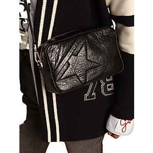 Golden Goose Star Bag Wrinkled Lamb Leather Body And Star Womens Bag - Black