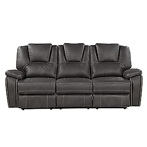 Steve Silver Katrine Charcoal PU Manual Sofas, 83.5 x 36 x 39