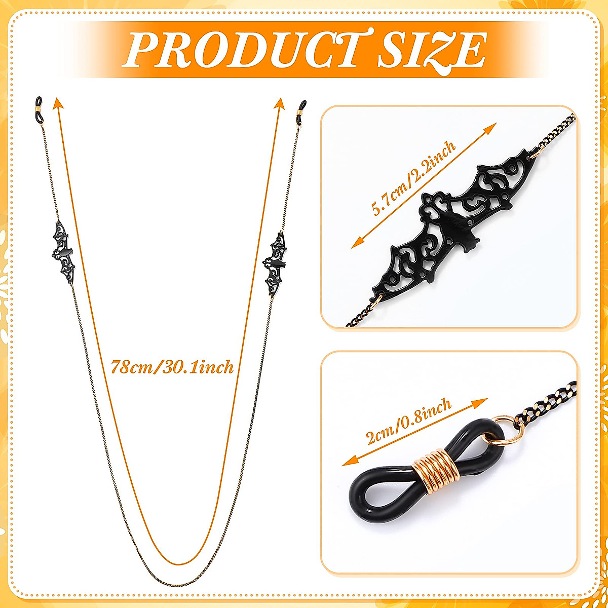 Flutesan 6 Pieces Glasses Chain Goth for Women Men Eyeglass Holder Chain Lanyard Sunglasses Chains Bat Moon Love Cat Pendant Eyewear Strap Holder Anti Lost Eyeglass Leash