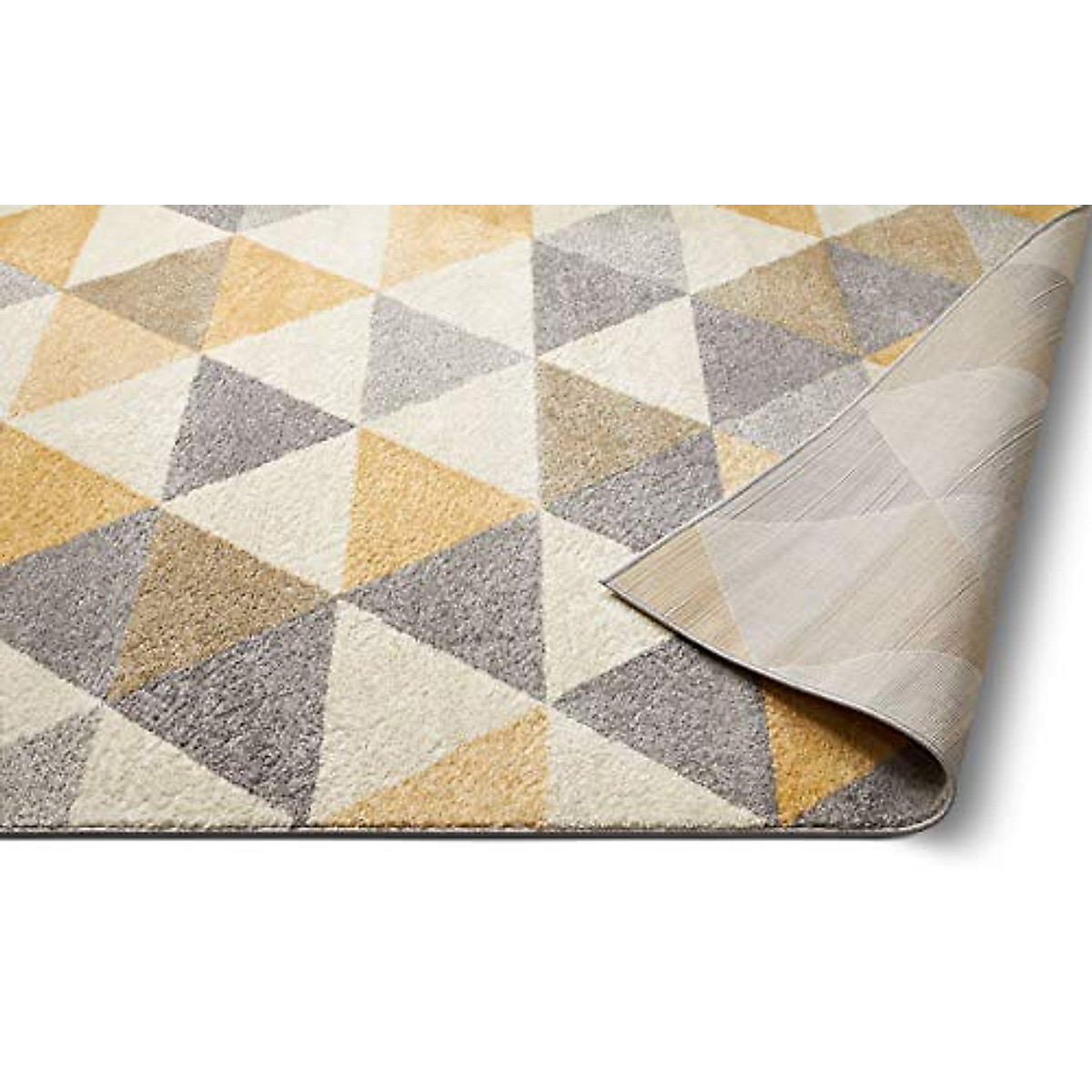 Well Woven Isometry Gold & Grey Modern Geometric Triangle Pattern (5'3" x 7'3") Area Rug Soft Shed Free Easy to Clean Stain Resistant