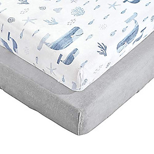 Lush Decor Baby Seaside Micro Mink 2 Pack Fitted Crib Sheet, Blue