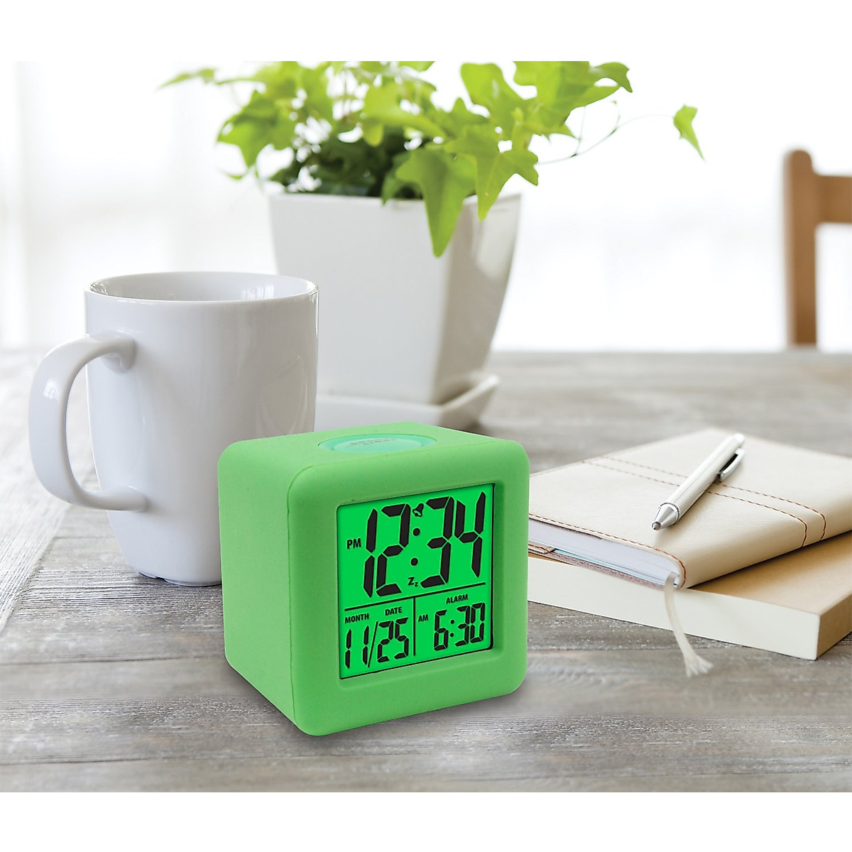 Equity by La Crosse 70903 Soft Green Cube LCD Alarm Clock